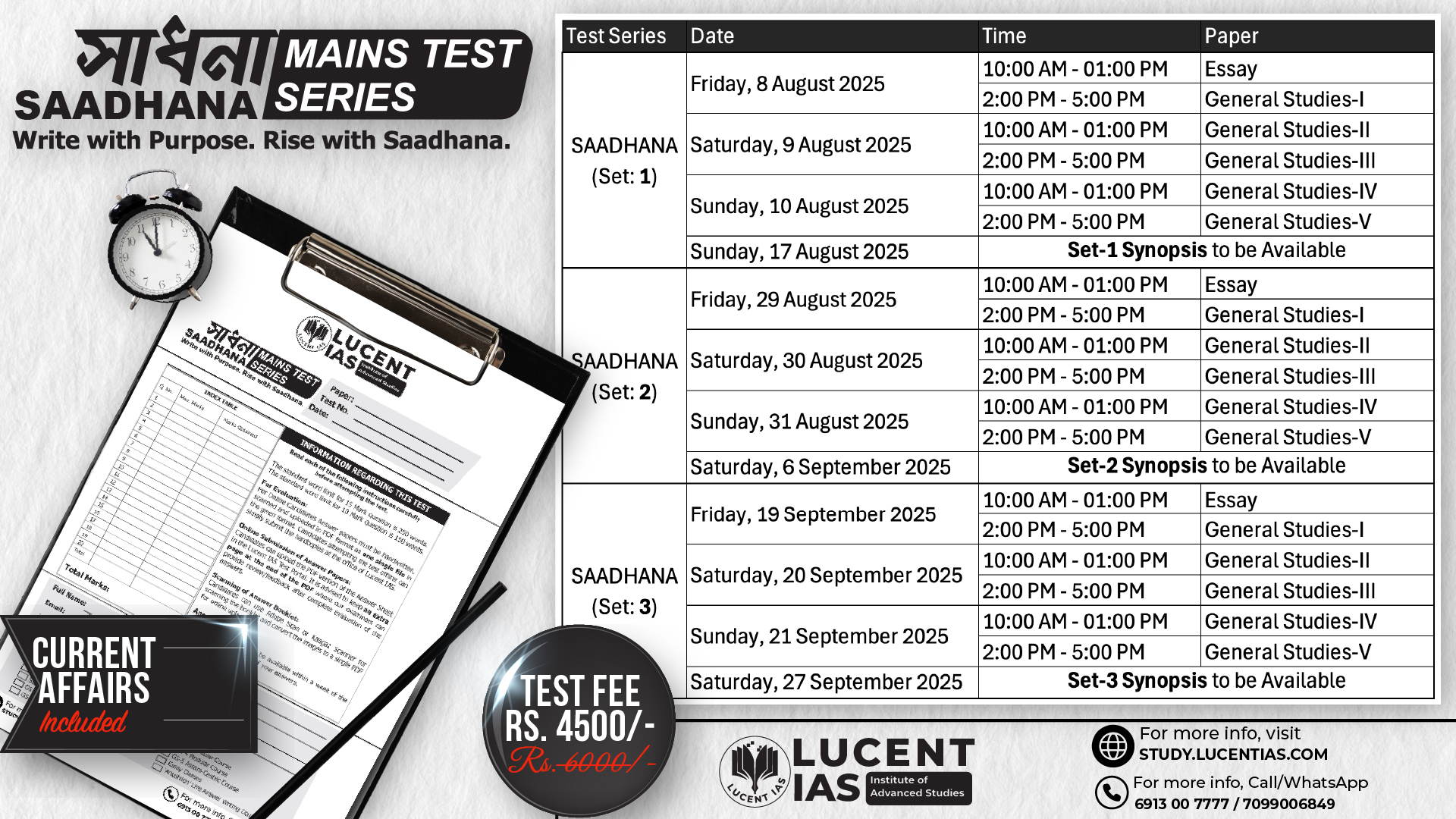 Saadhana Series – APSC Mains Test Booklet - Lucent IAS
